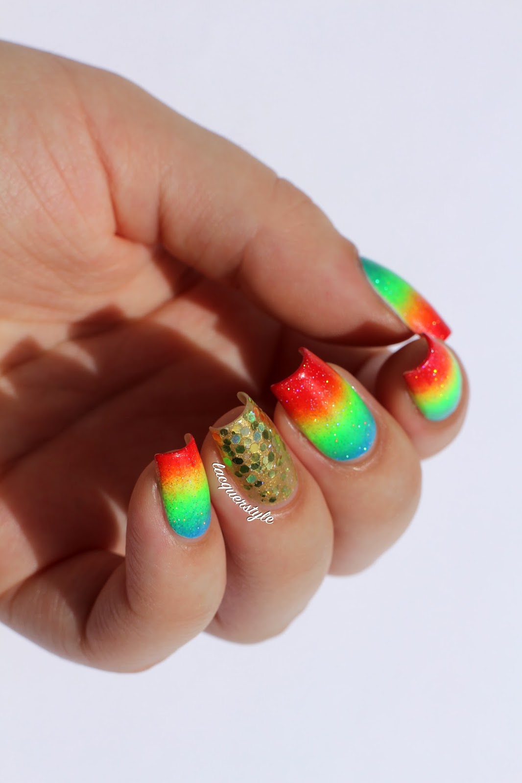 Lacquerstyle.com: Rainbow Gradient Nails + Tutorial!