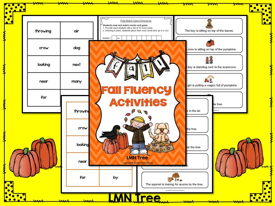 Fall Fluency Activities Packet - Classroom Freebies