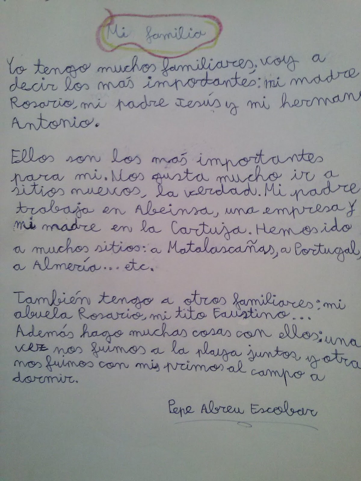 Aprendiendo: REDACCIÓN: "MI FAMILIA"