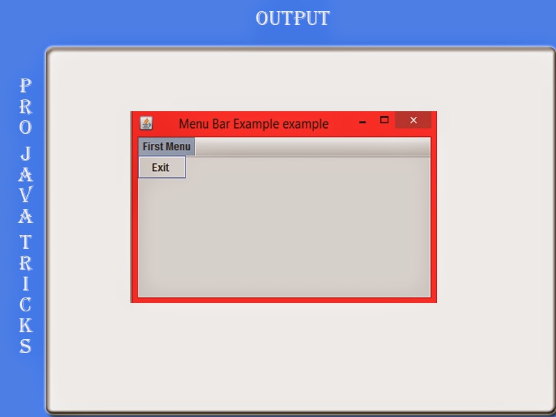 Tutorial On JMenu Bar With ActionListener ~ Projavatricks Tutorial On JMenu Bar With ActionListener ~ Projavatricks