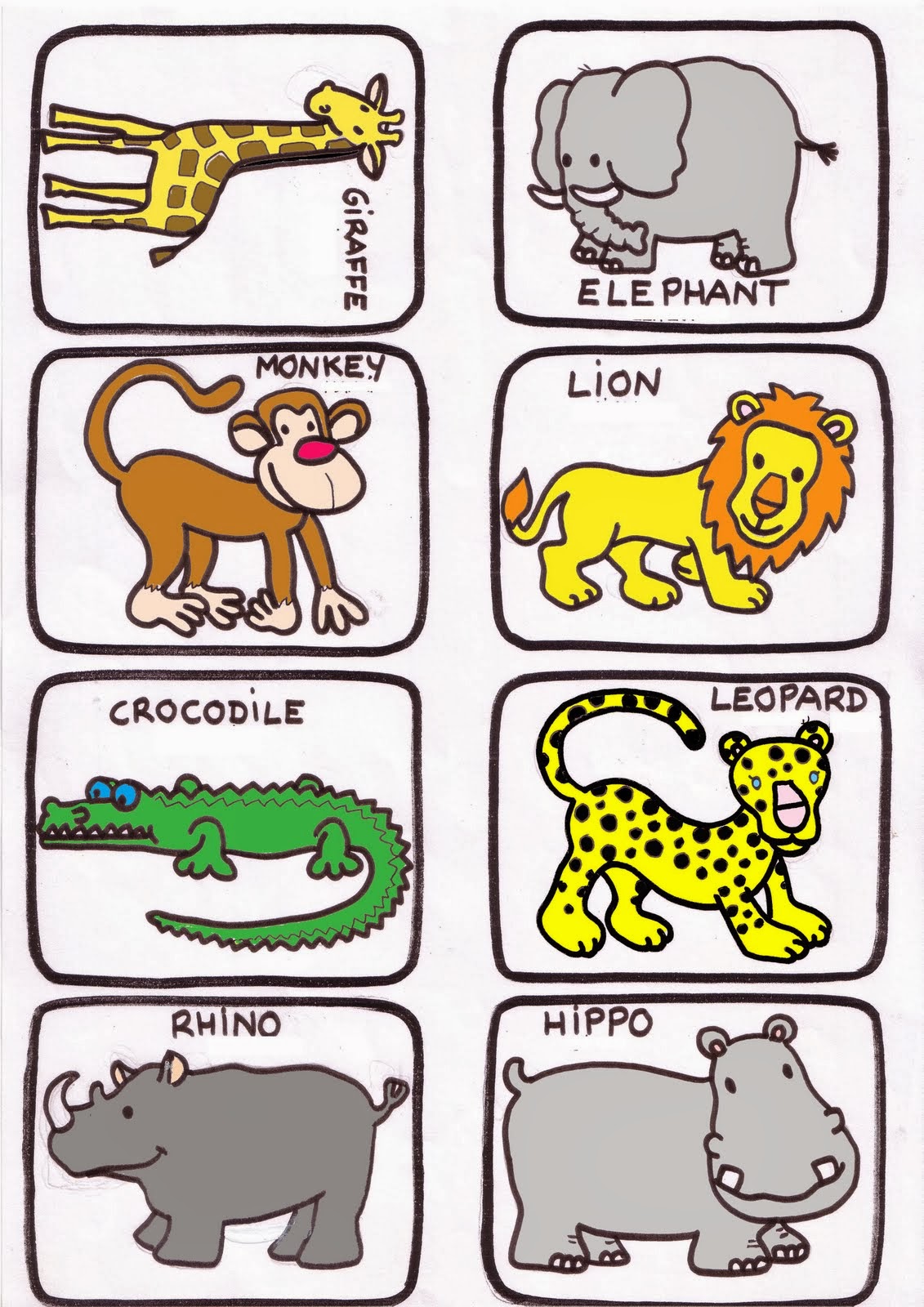 LOS PITUFOS DE SANTAELLA: FICHAS INGLES ANIMALES SALVAJES