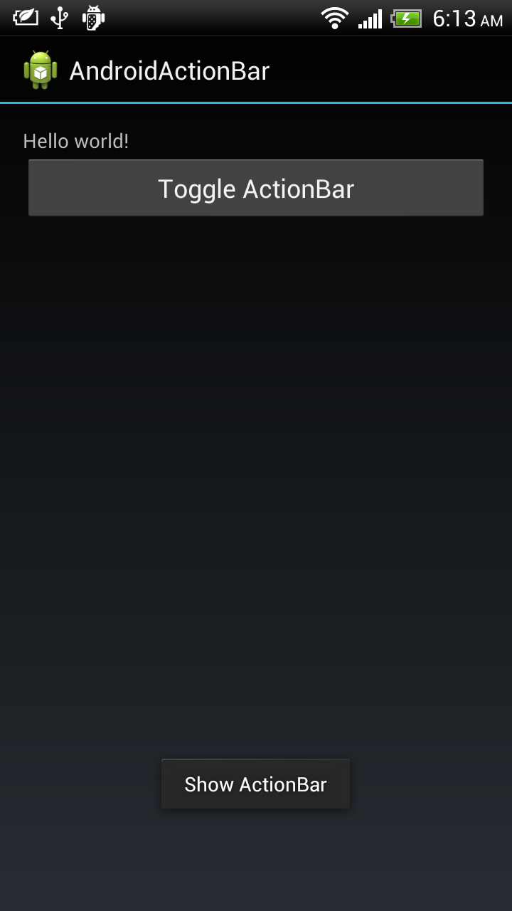 Android-er: Show and hide ActionBar using Java code Android-er: Show and hide ActionBar using Java code