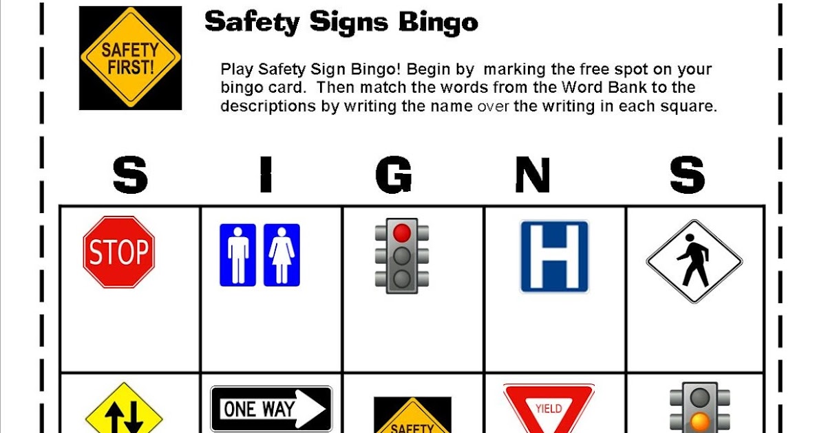 KidZ Learning Connection: Safety Signs Bingo