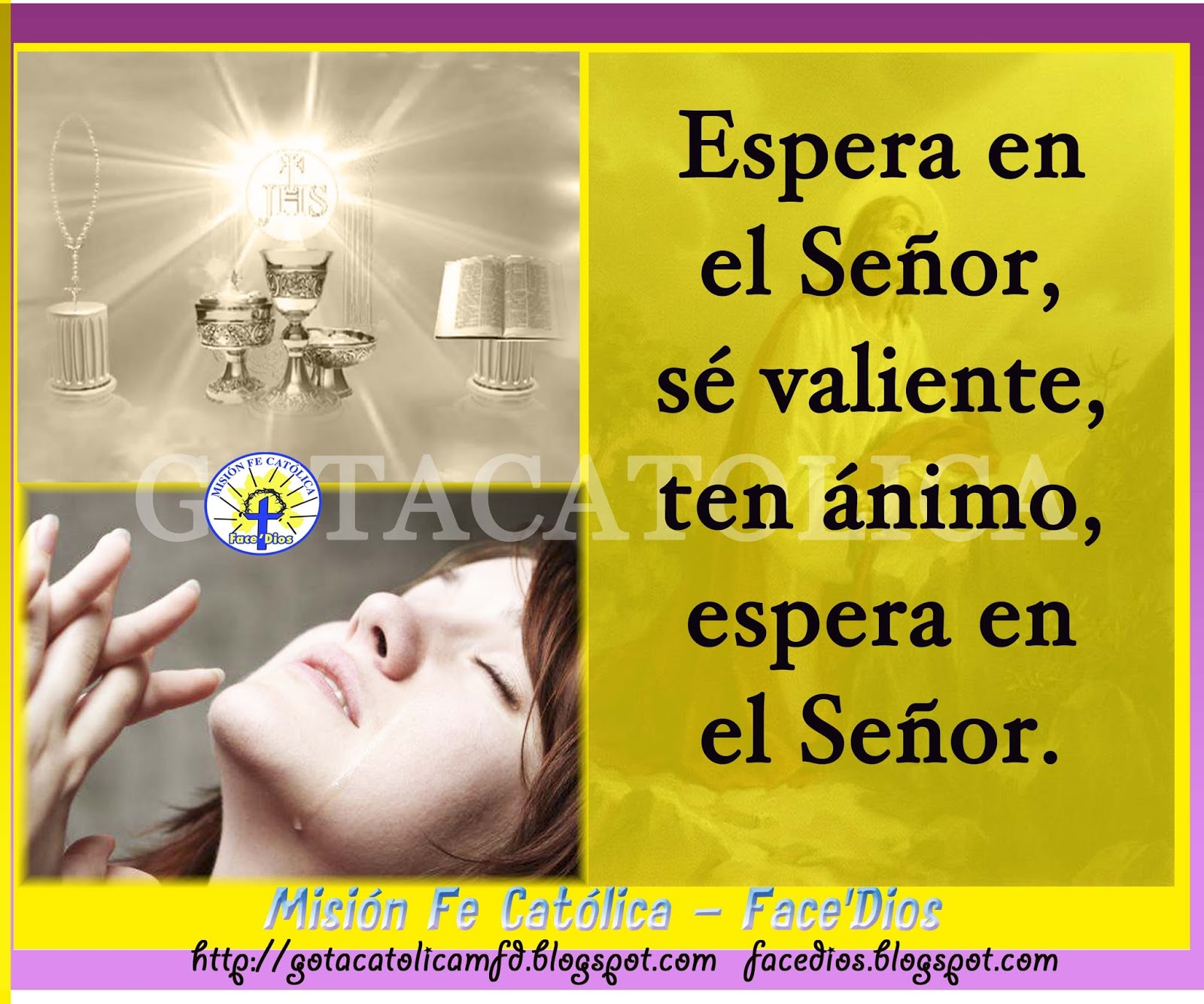 GOTA Católica-Gotas de Dios: Espera en el Señor, sé valiente, ten ánimo ... GOTA Católica-Gotas de Dios: Espera en el Señor, sé valiente, ten ánimo ...