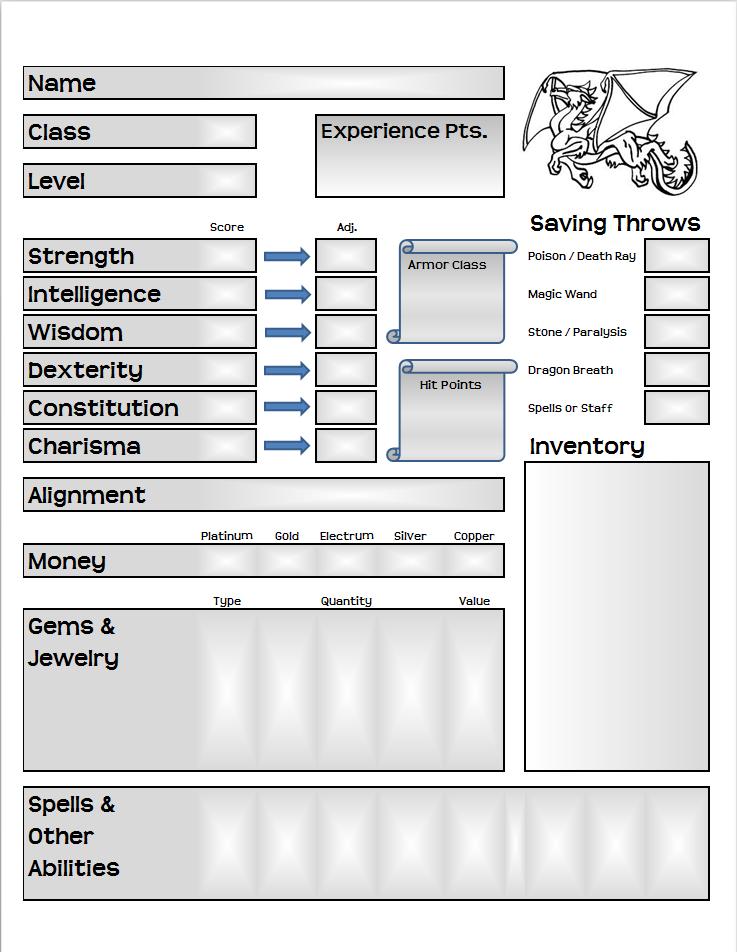 RPG Blog: Basic D&D Character Sheet