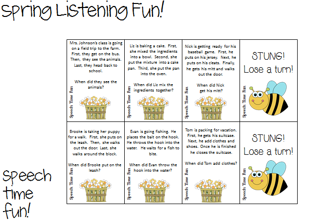 Spring Listening Fun! - Speech Time Fun: Speech and Language Activities