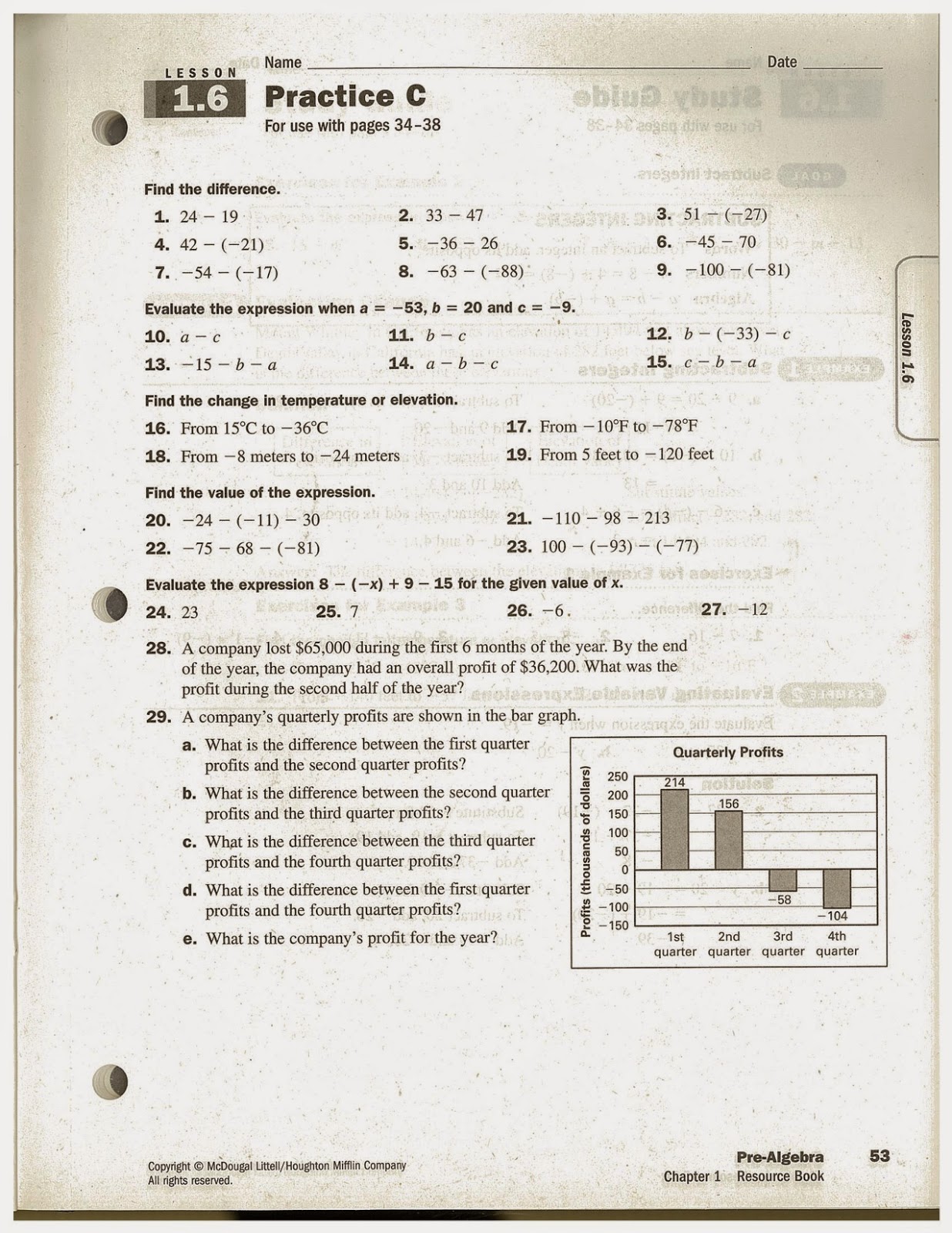 Heidemann 8th Grade Math: Pre Algebra HW for 9/10