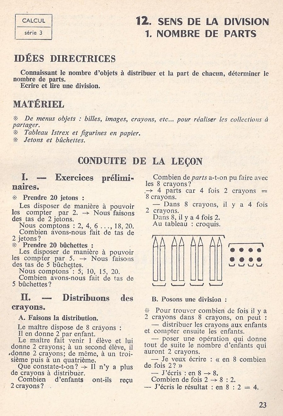 Manuels anciens: 12. Sens de la division. Premier sens : Nombre de parts.