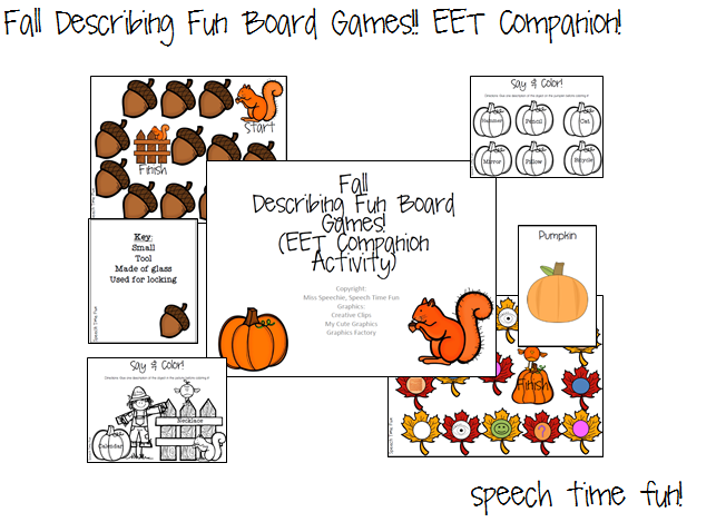 Fall Describing Fun Board Games (EET Companion) - Speech Time Fun ...