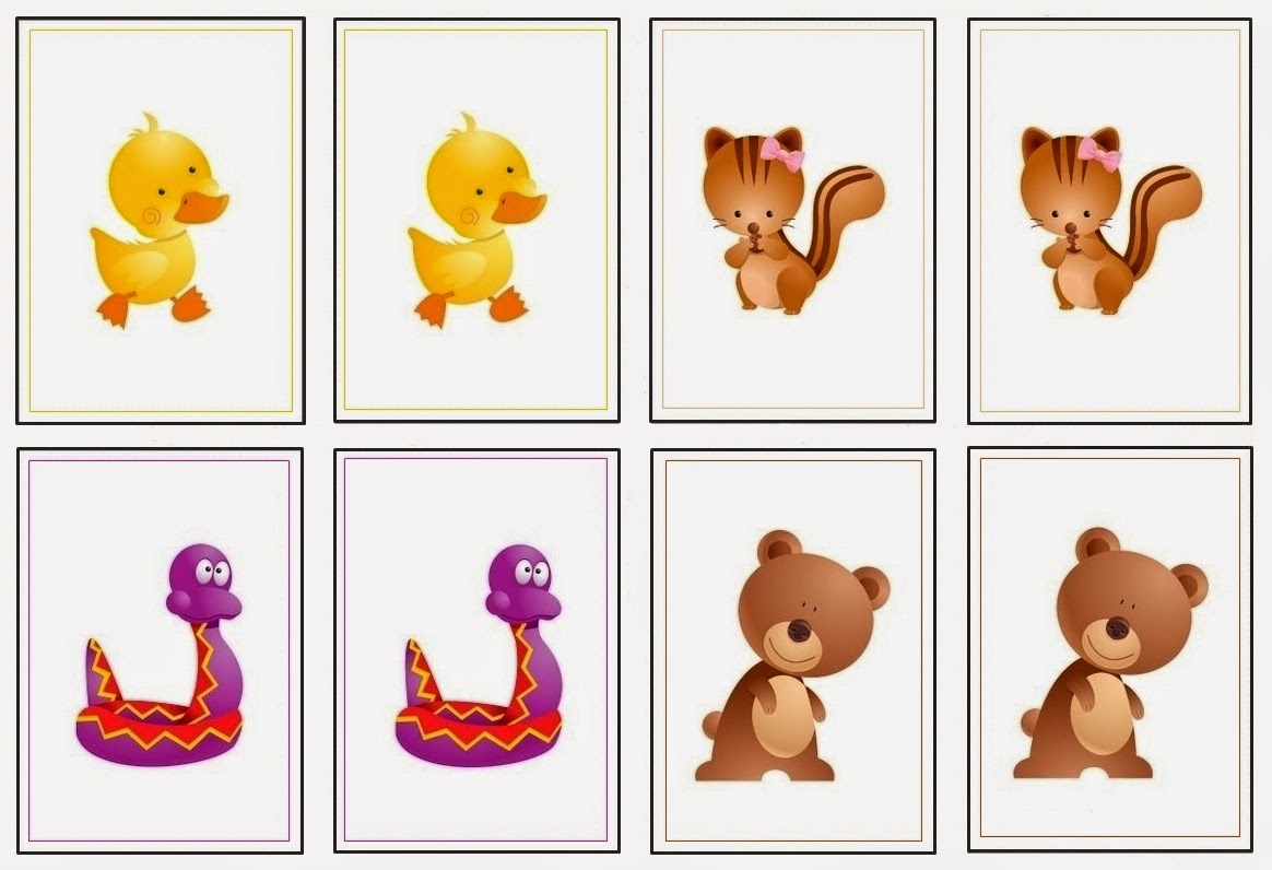 Juegos de memoria, Juegos para preescolar, Memorama de animales