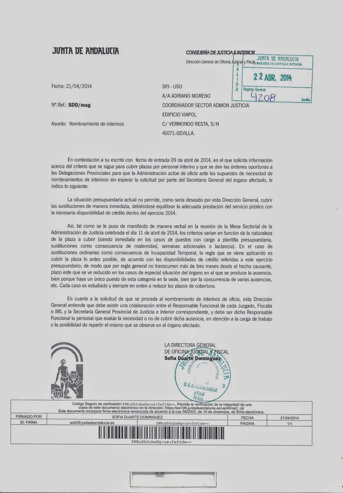 SPJ-USO CADIZ: SPJ-USO Andalucía ante el recorte en los nombramientos de interinos, pide ...