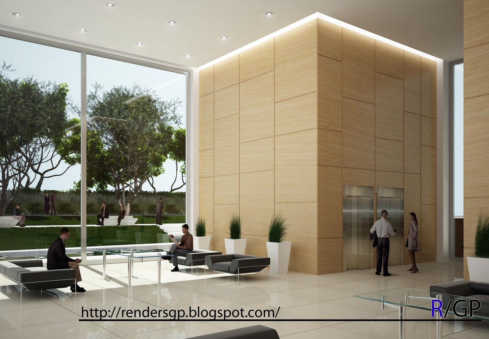 RENDERS - ARQUITECTURA 3D: Hall edificio de oficinas