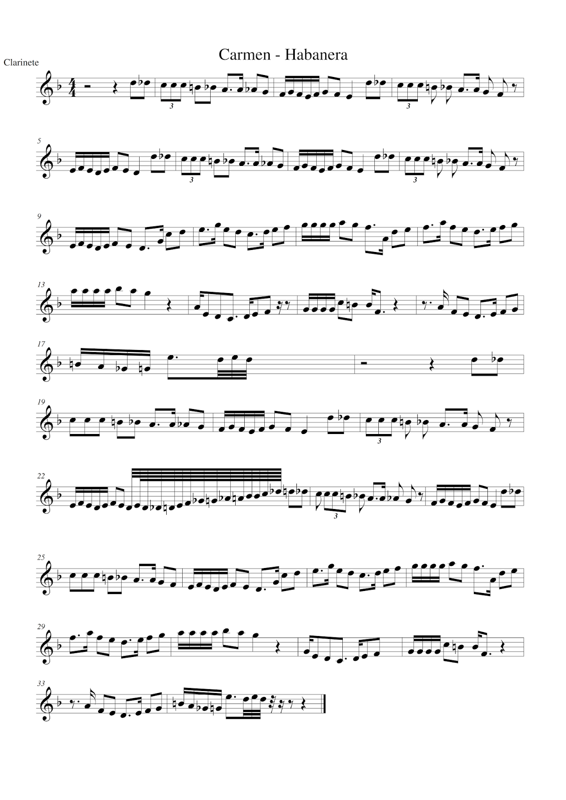 Partituras Pentagramadas: Partitura Carmen - Habanera Melodia Partituras Pentagramadas: Partitura Carmen - Habanera Melodia