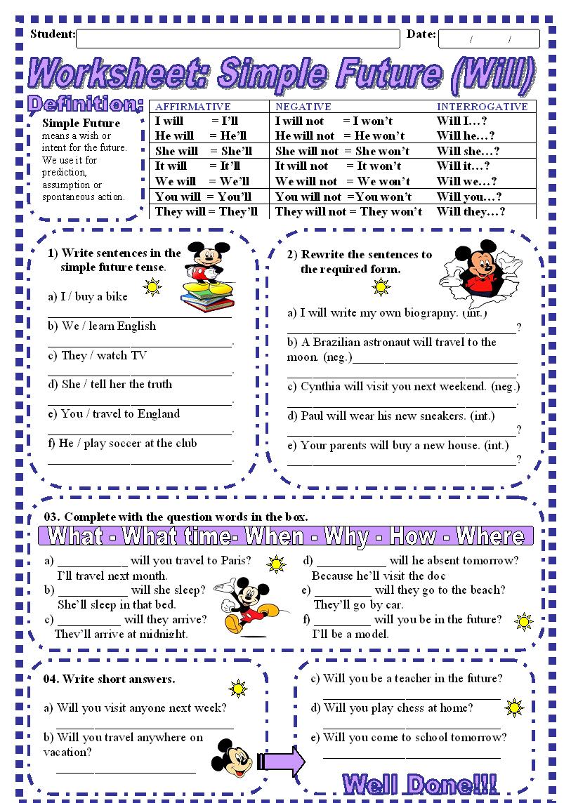 Teacher Daniele: 1º ANOS - SIMPLE FUTURE TENSE