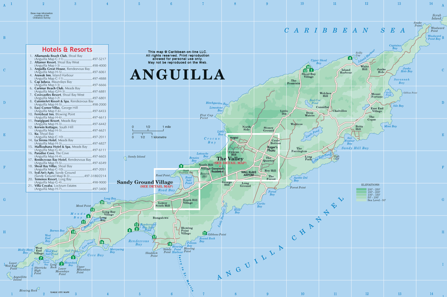 ANGUILLA - GEOGRAPHICAL MAPS OF ANGUILLA