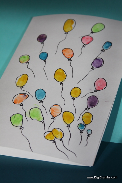 DigiCrumbs: Bunch of Balloons Happy Birthday Card - A DIY Fingerprint ...