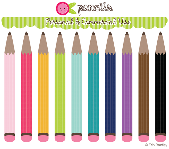 Erin Bradley Designs: New! School Days Clipart Graphics & Colorful Pencils!
