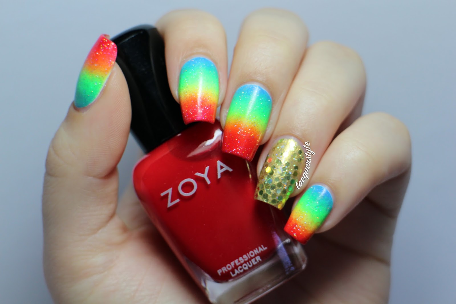 Lacquerstyle.com: Rainbow Gradient Nails + Tutorial!