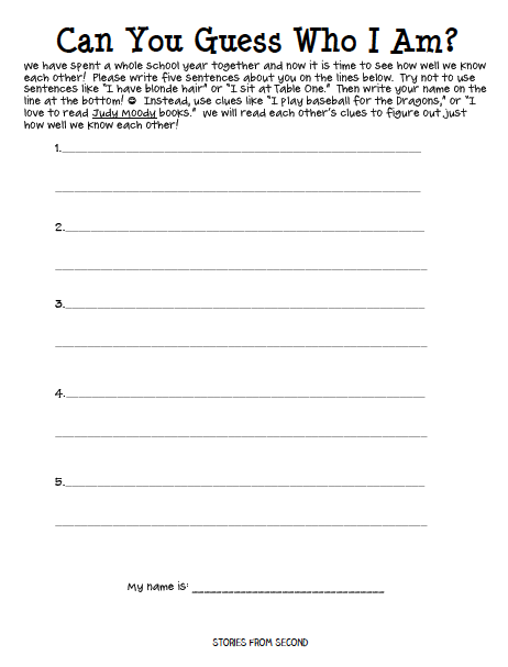 Fourth and Ten: Can You Guess Who I Am {freebie}