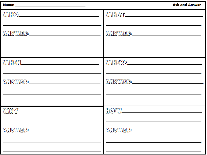 Teacher's Take-Out: Ask and Answer Questions CCSS - Freebie!