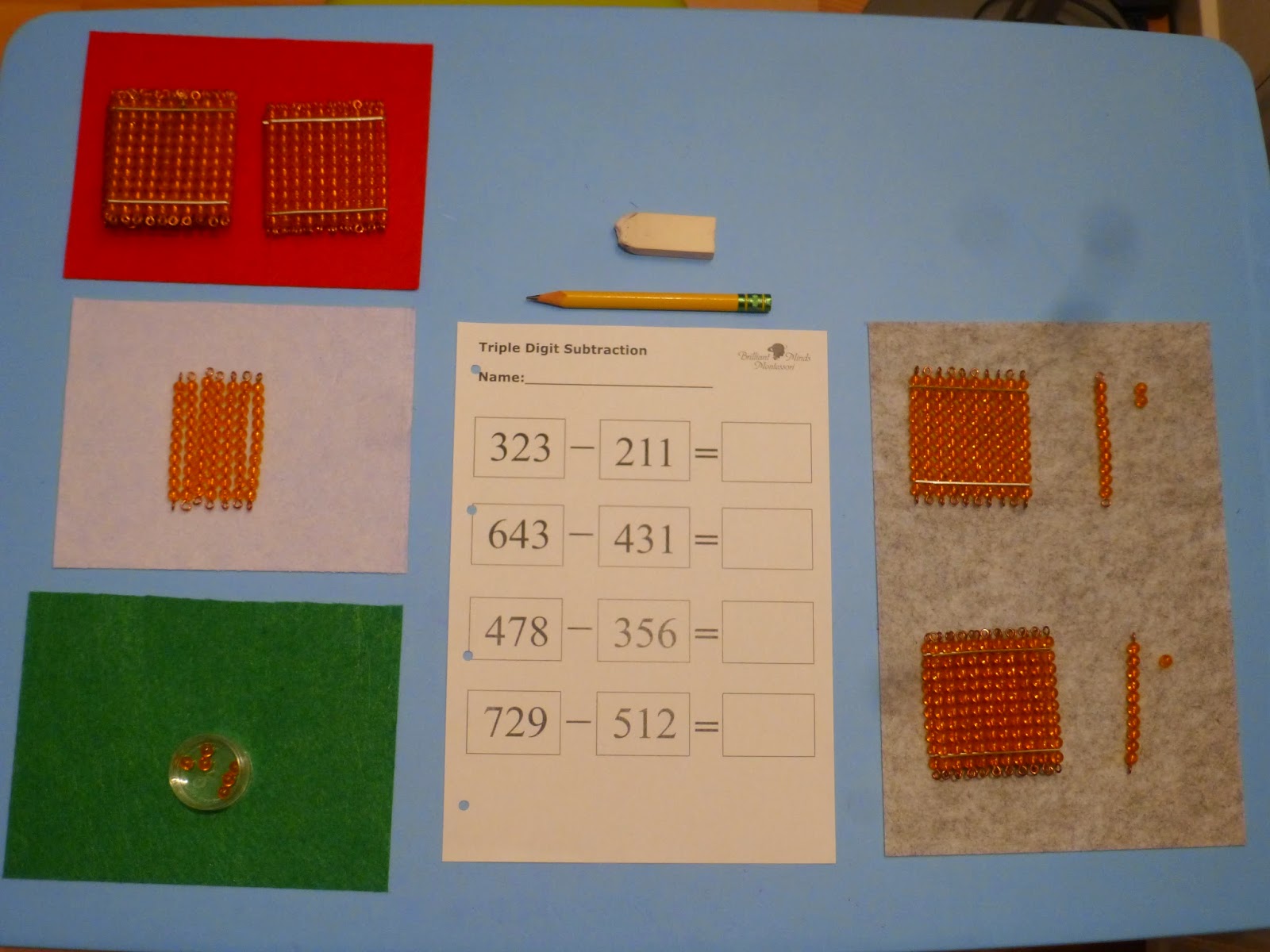 Family FECS: Montessori Activity: Static Subtraction with Golden Beads ...