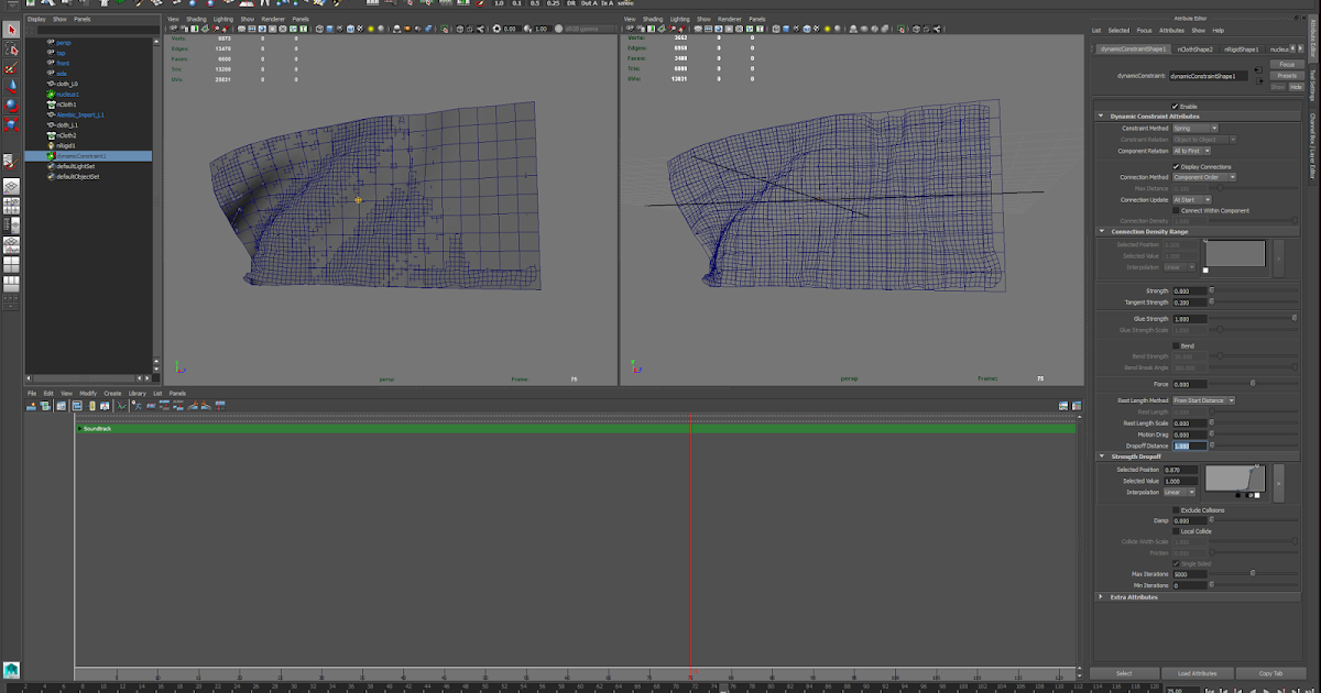 Particle Effects: nCloth Matching Mesh Constraint