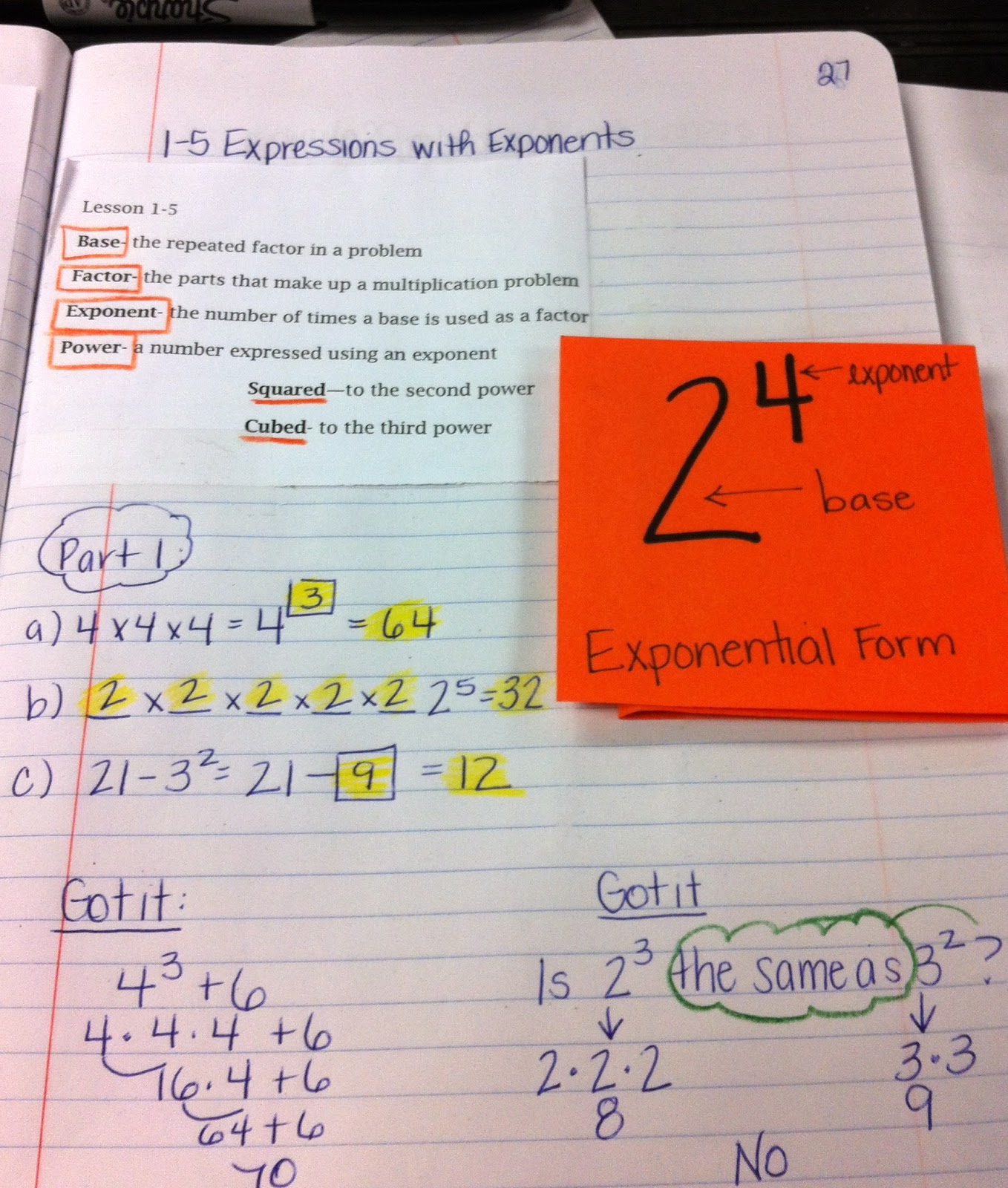 Math Notebooks: Exponents Foldable and Math Language - Coffee Cups and ...