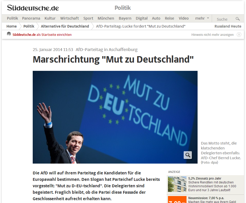 Alternative für Deutschland / AfD Hamburg Altona: Mut zu Deutschland - SÜDDEUTSCHE