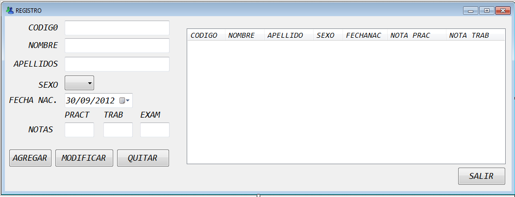 Visual Studio 2008 - Visual Basic: Ejercicio Alumnos - Tecnologia