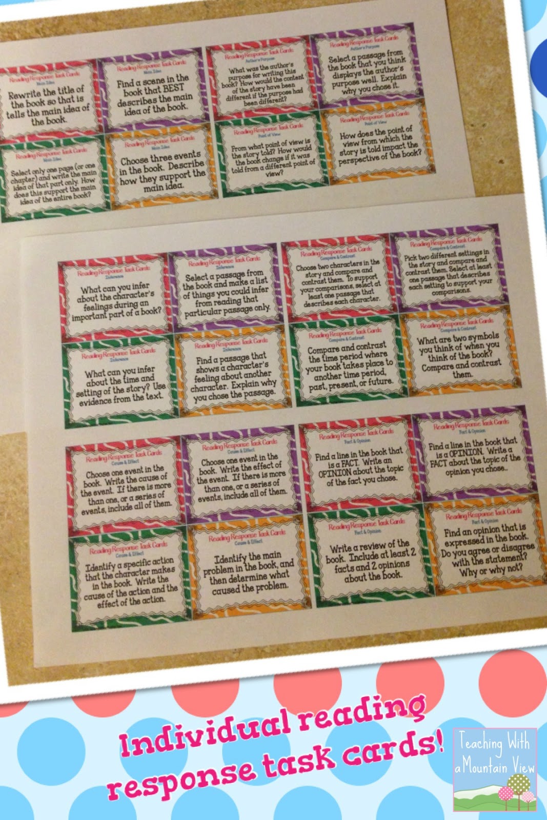 Task Card Corner: Using Task Cards for Reading Response