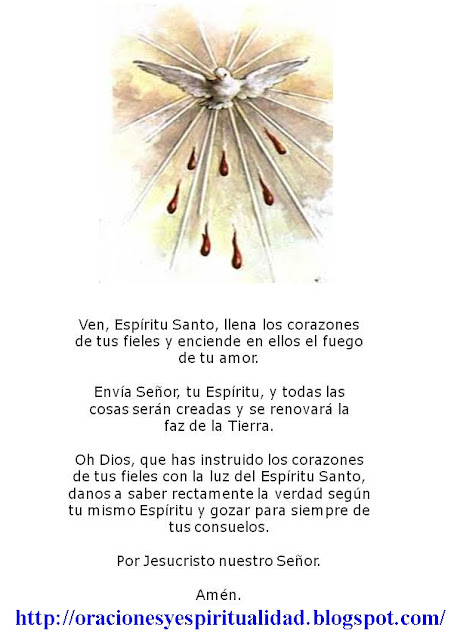 ORACIONES Y ESPIRITUALIDAD: Oración al ESPÍRITU SANTO...