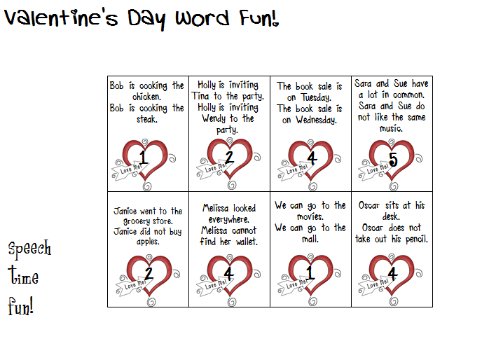 Valentine's Day Word Fun! - Speech Time Fun: Speech and Language Activities