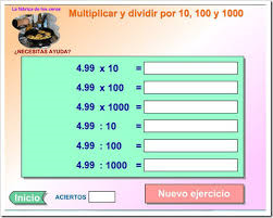 JARDUERAK - ACTIVIDADES: Multiplicar y dividir por 10, 100, 1000...