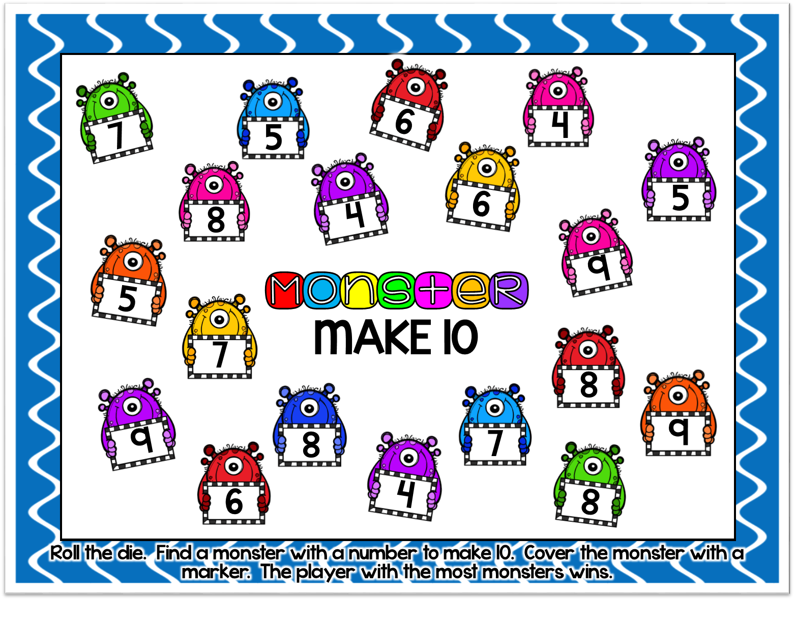 Monster {Make Ten} Addition Partner Game - Classroom Freebies