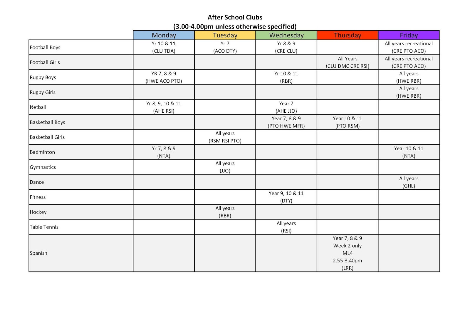 WCSC News After School Clubs List Published wcsc-news-after-school-clubs-list-published