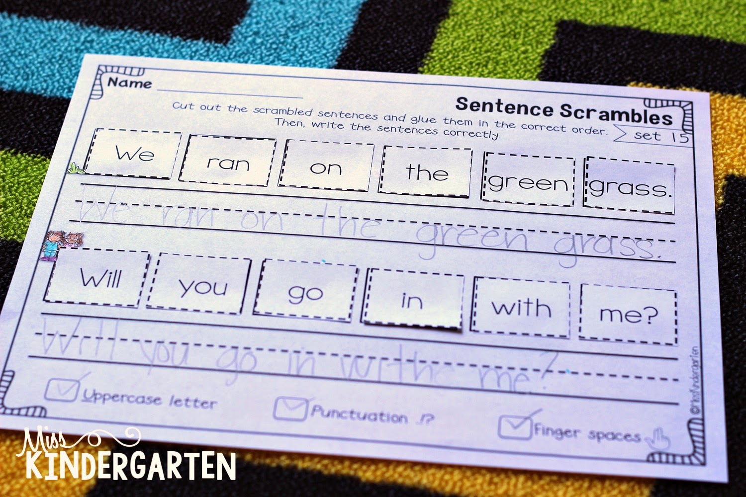 Sentence Building Practice - Miss Kindergarten