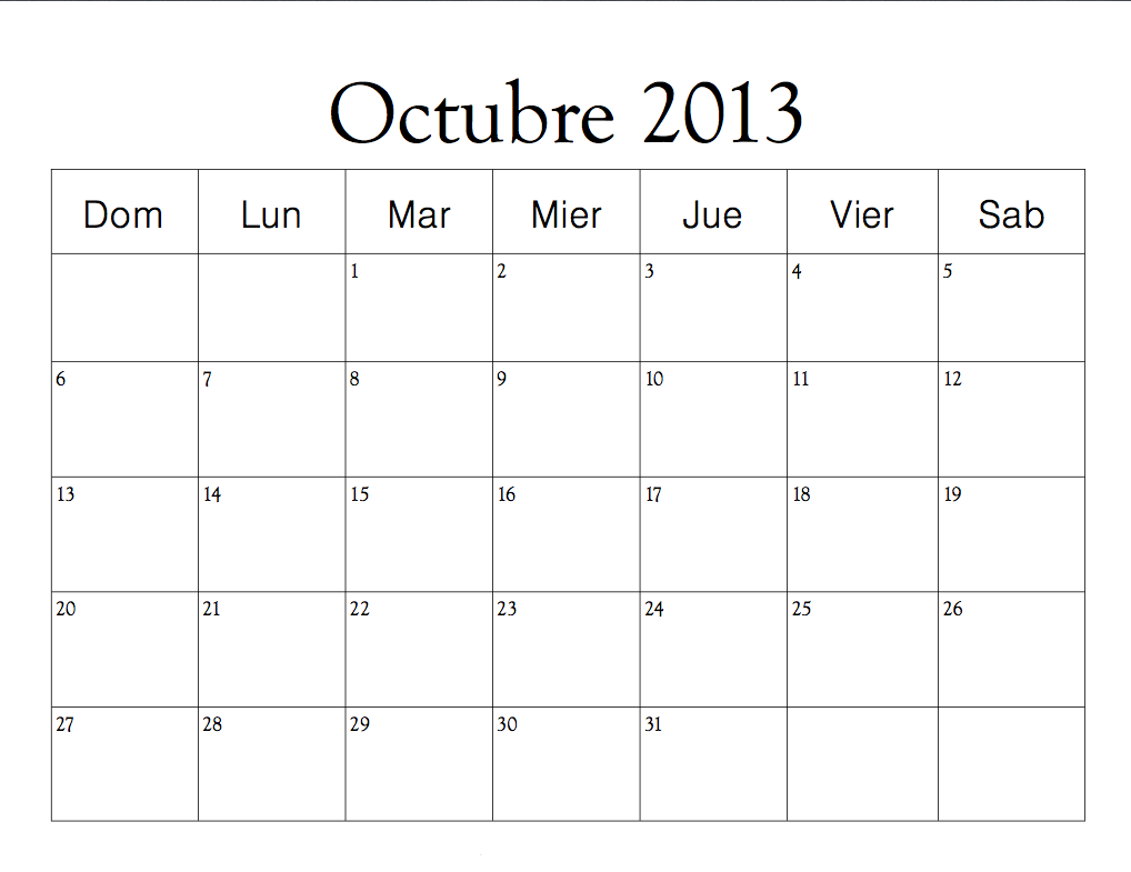 Calendario 2013 En Blanco Para Imprimir - Imagui