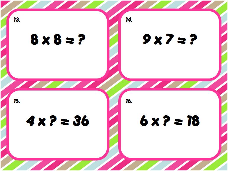 Multiplication Game Cards Finished! - Adrienne Teaches