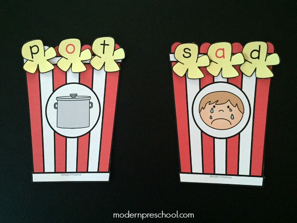 Short Vowel {CVC} Word Popcorn Game (free printable!)