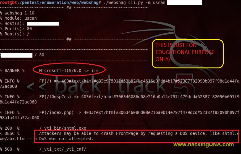 HackingDNA: Webshag On Backtrack 5
