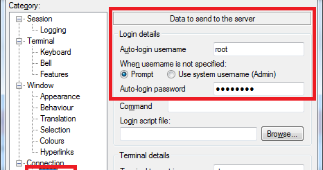 Storing passwords in PuTTY