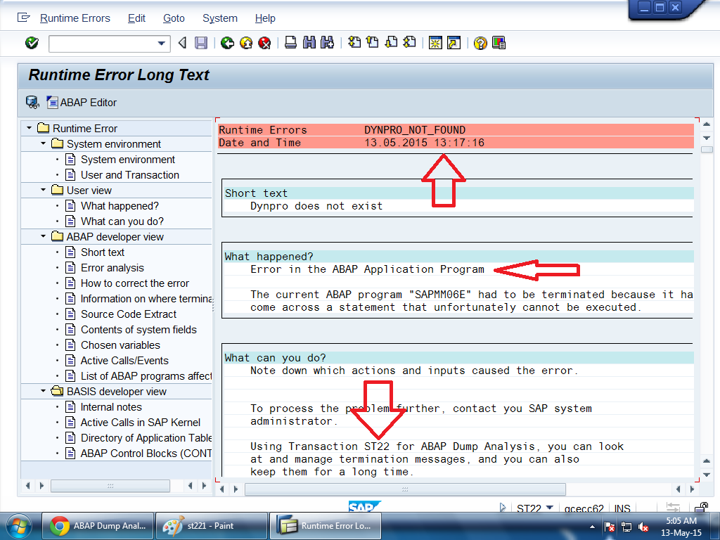 SAP BASIS : ST22 ABAP dump analysis SAP BASIS : ST22 ABAP dump analysis