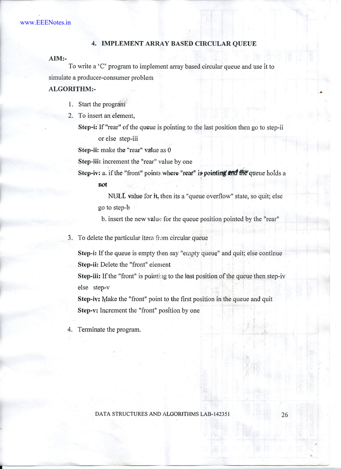 Data Structure and Algorithm Lab Manual - Experiment 4 - Circular Queue ... Data Structure and Algorithm Lab Manual - Experiment 4 - Circular Queue ...