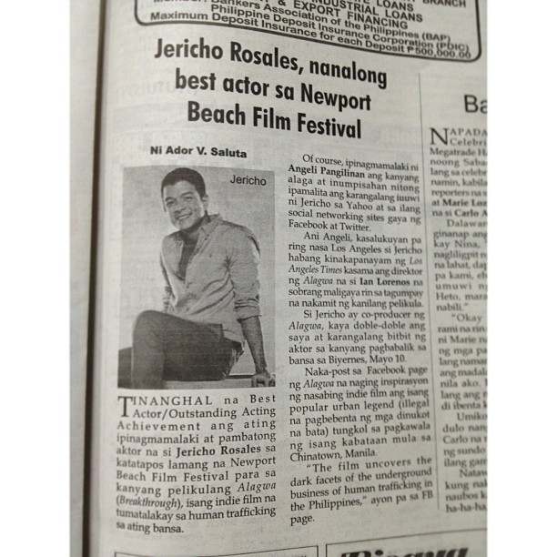 Cutting From Filipino Newspaper The Article About Jericho Rosales In cutting-from-filipino-newspaper-the-article-about-jericho-rosales-in