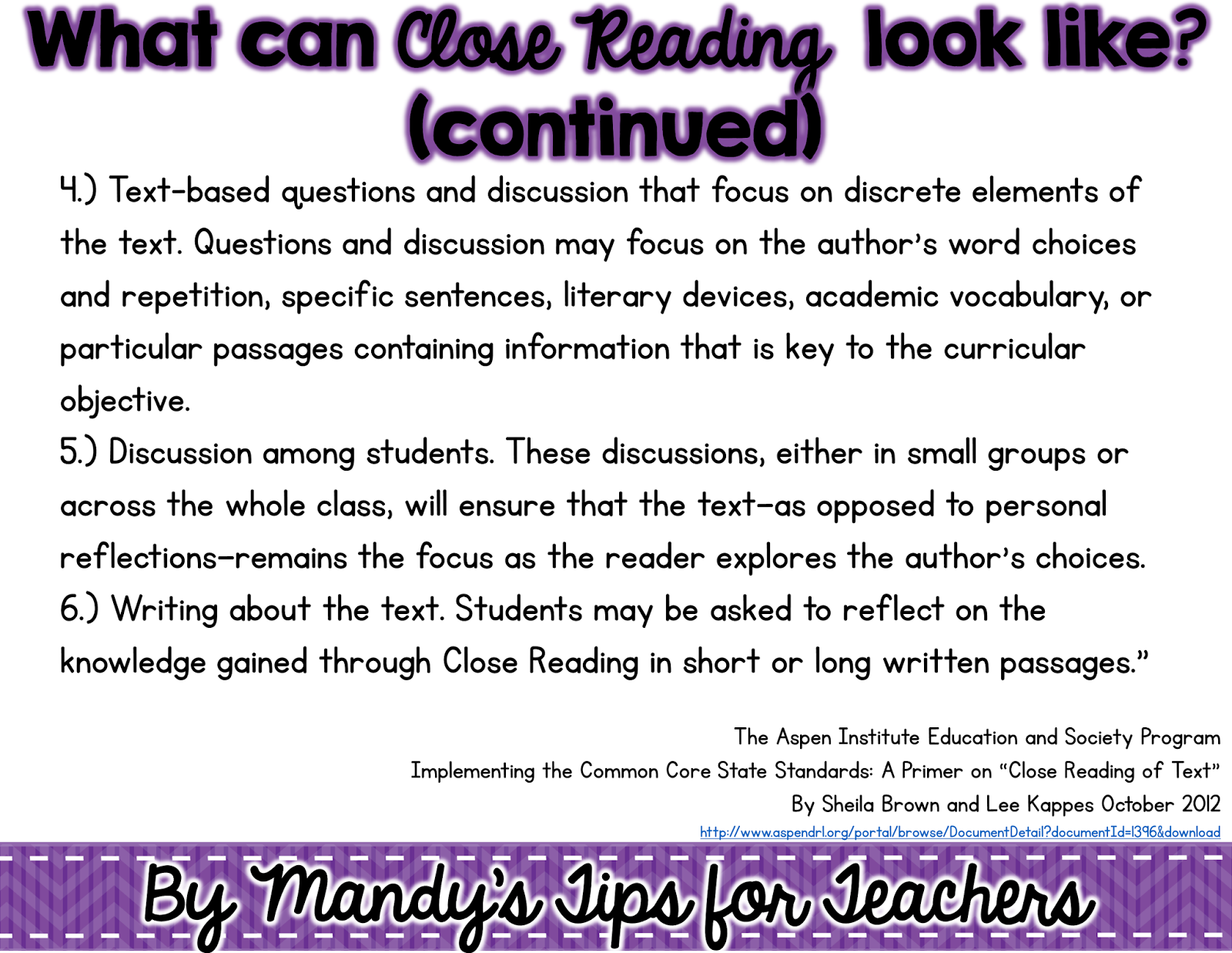 Close Reading: Tips for Your Classroom (Part 4) - Mandy's Tips for Teachers