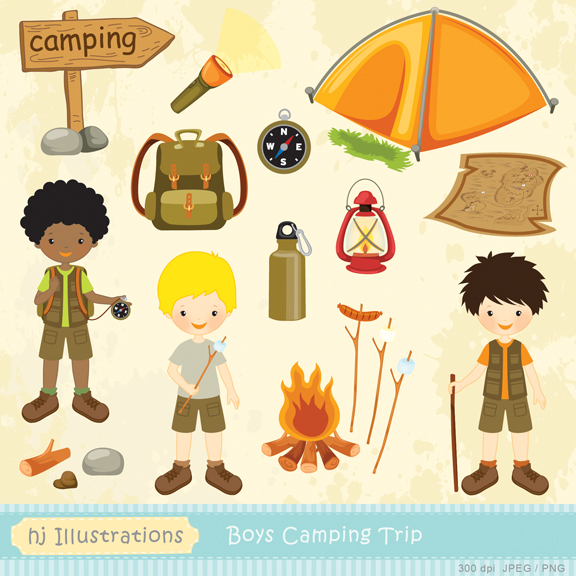 HJ Illustrations: Camping Trip digital clipart