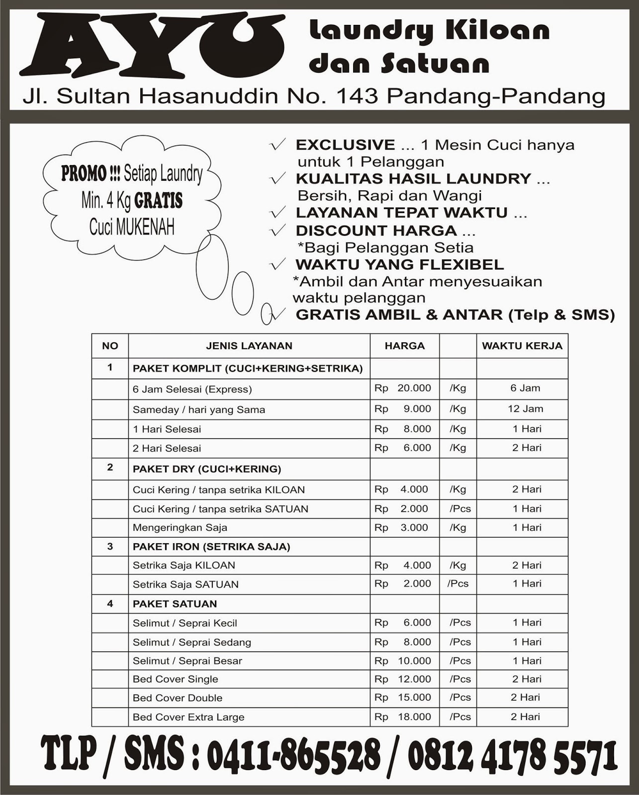 ayu laundry kiloan n satuan