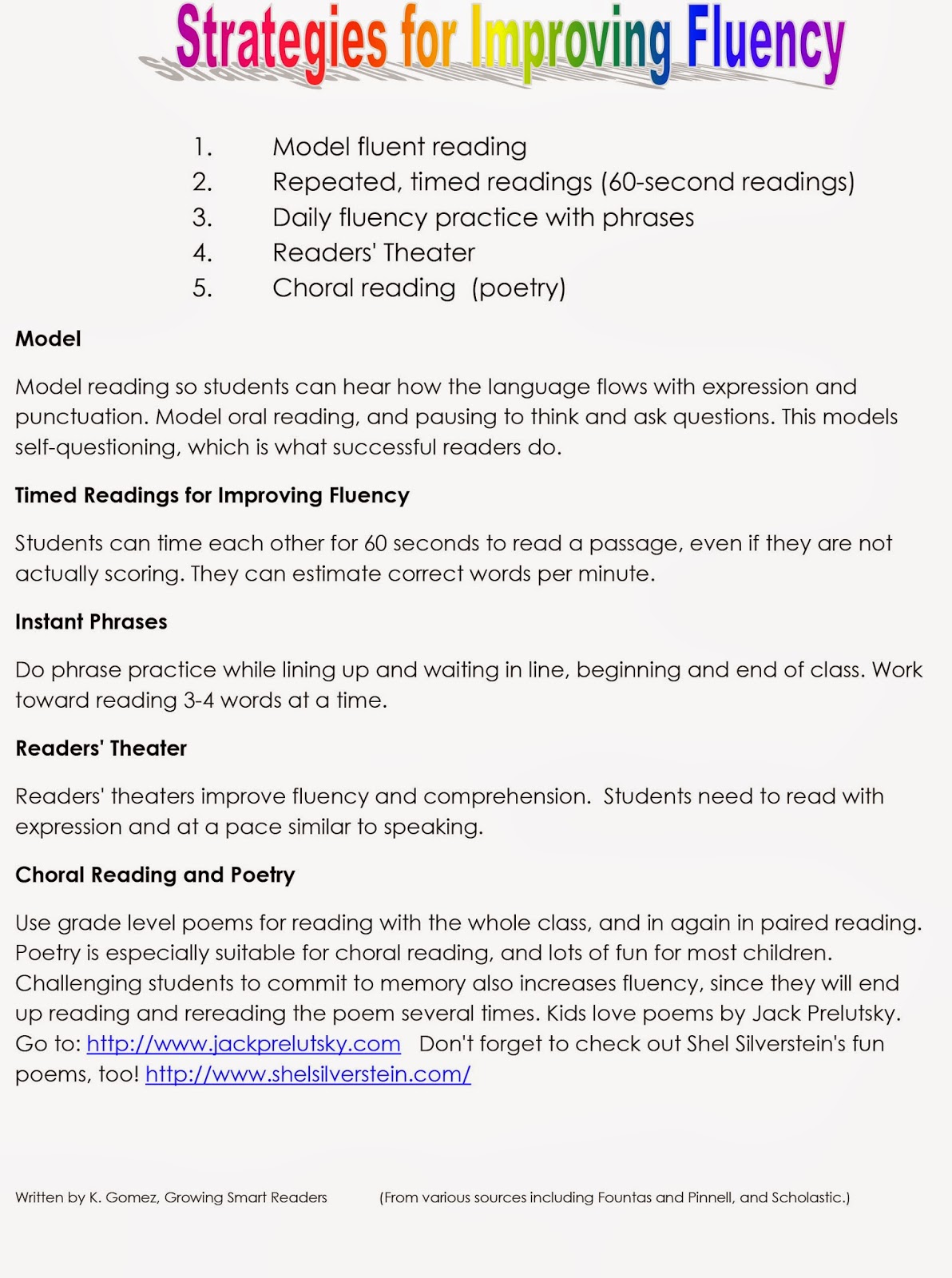 Growing Smart Readers: Strategies for Improving Fluency