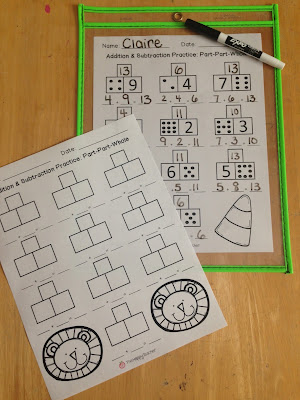 Addition and Subtraction Math Center using Part Part Whole ...
