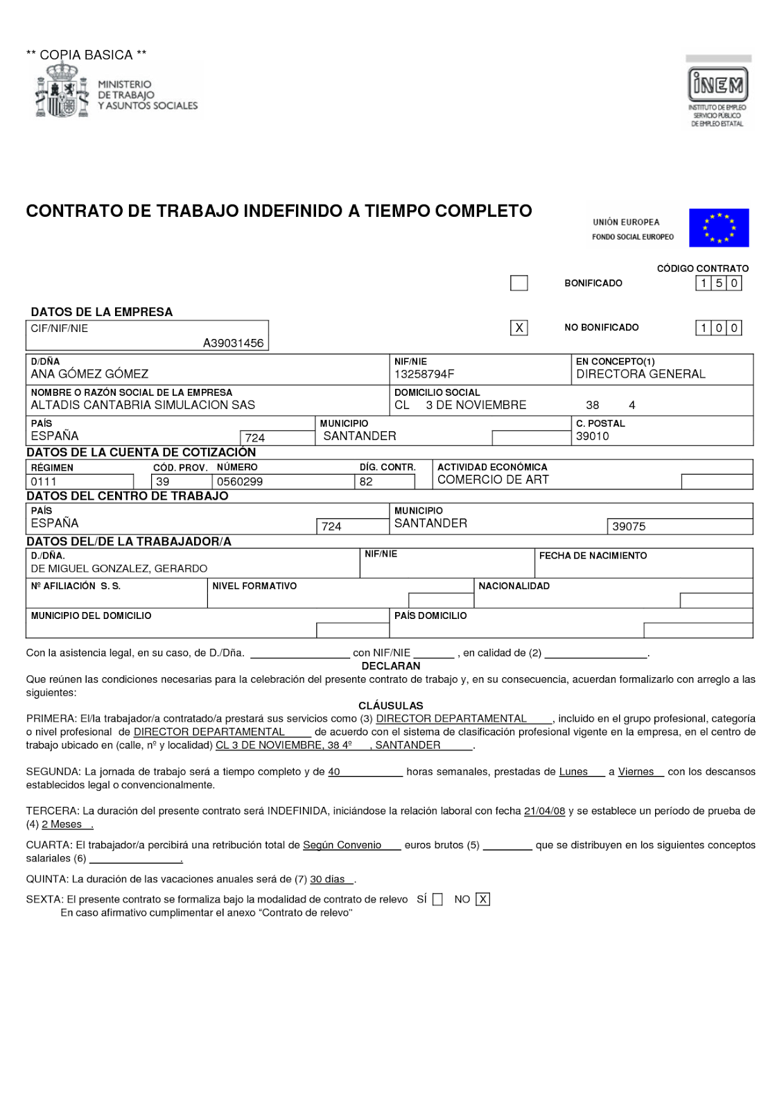 Gestió Administrativa: 32. El Contracte Indefinit.